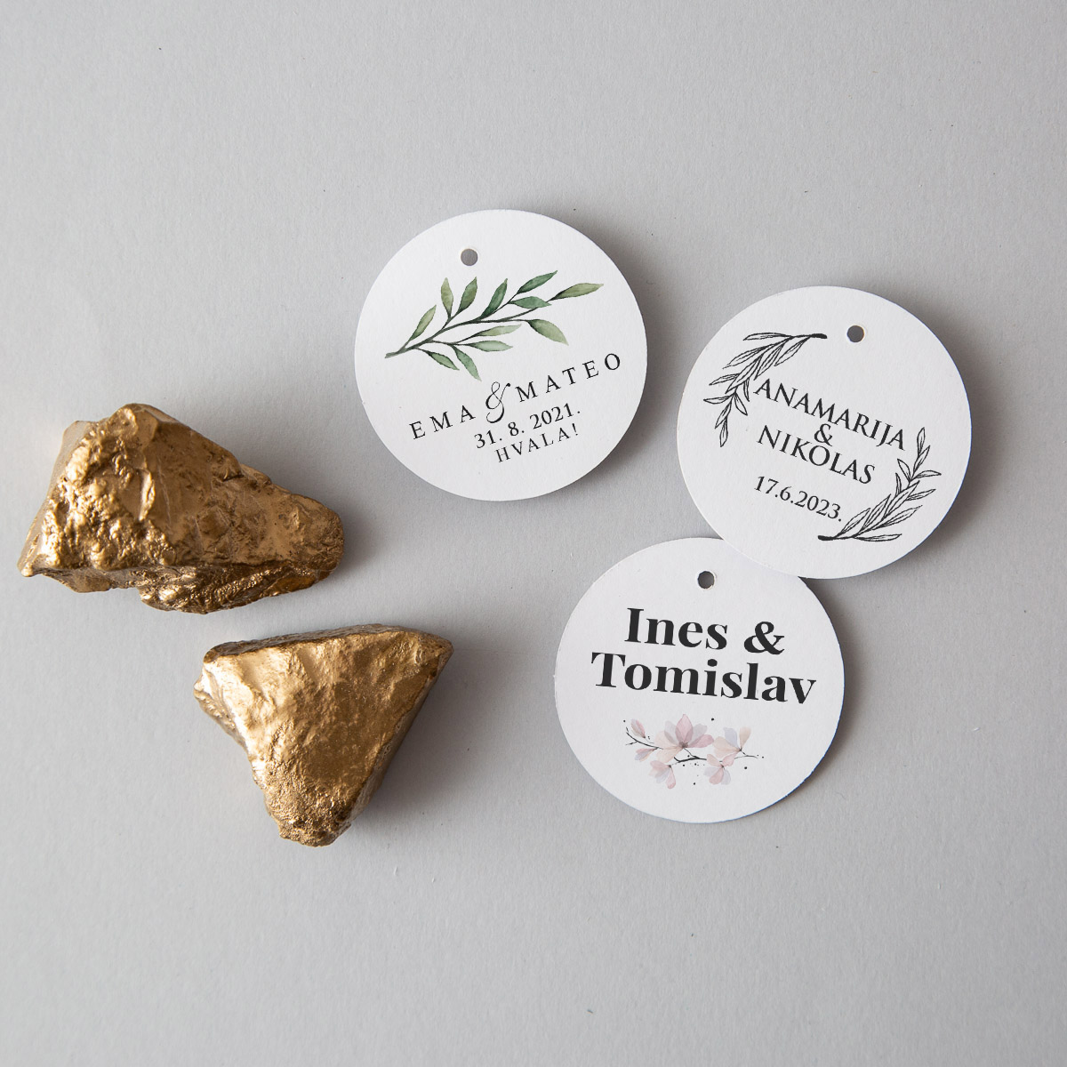 Zahvalnice za vjenčanja, privjesnice, jelovnici, brojevi za stolove
